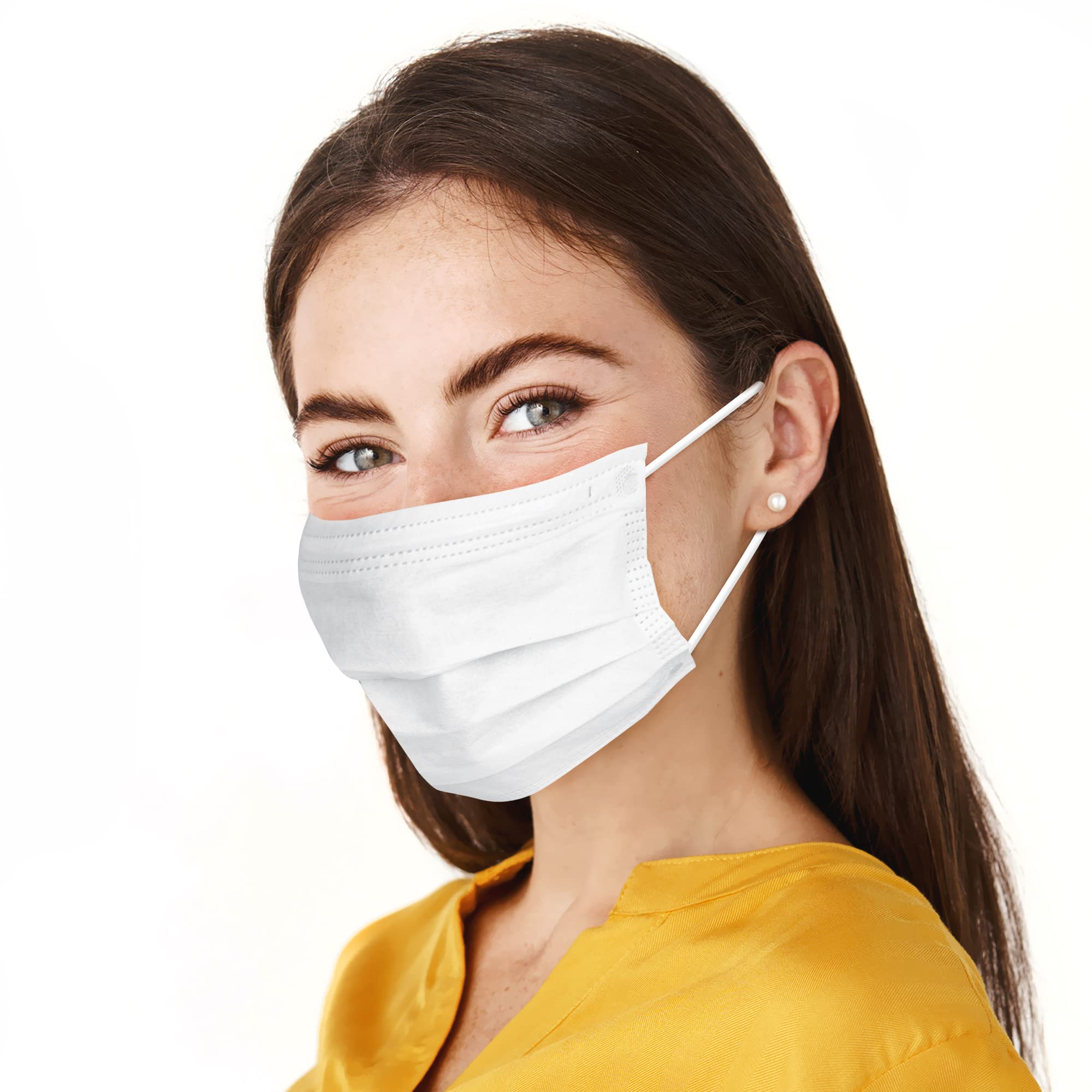 White Disposable Face Masks | 4-Ply Medical PPE Nose Clip