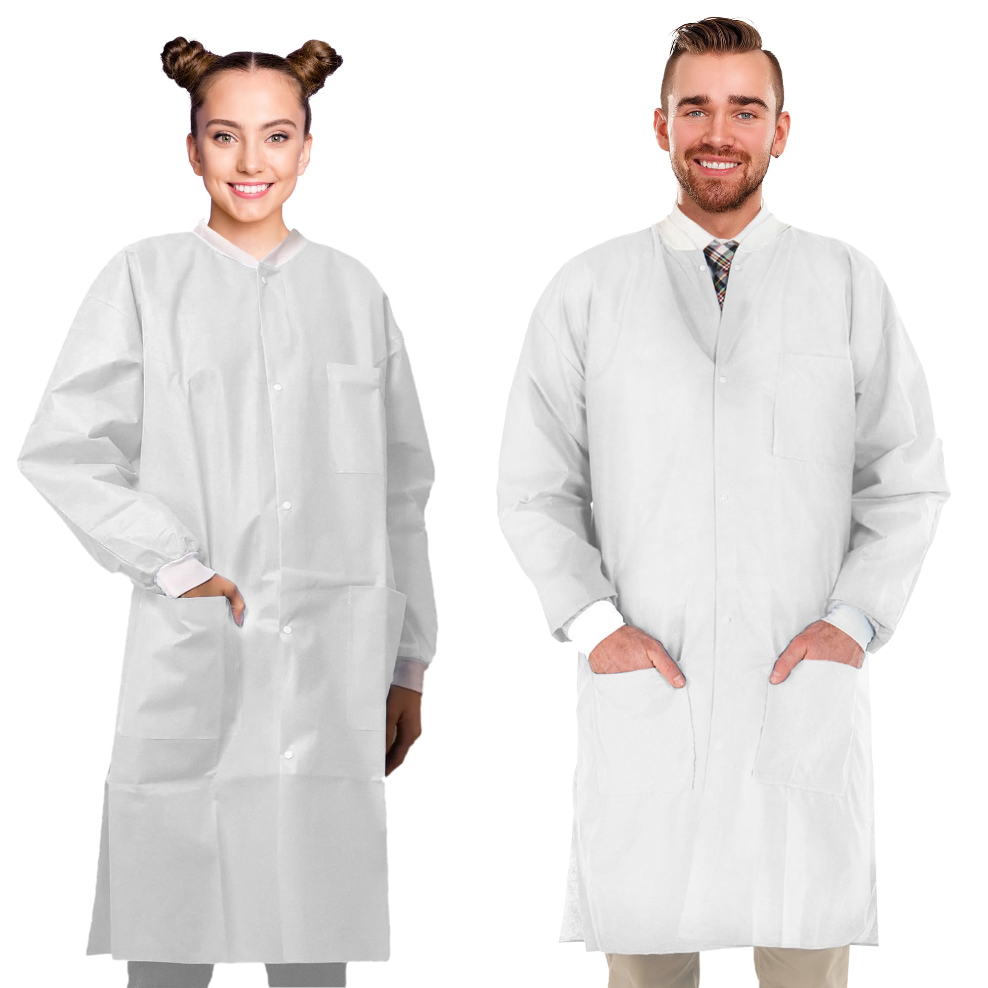 Buy White Lab Coats Large Durable SMS 50 gsm