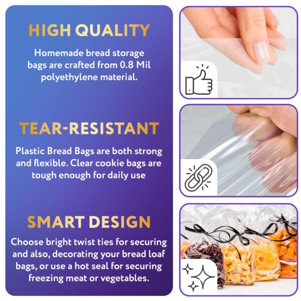 Clear Gusseted Poly Bread Bags | 8x3x20 Inch Plastic Bags