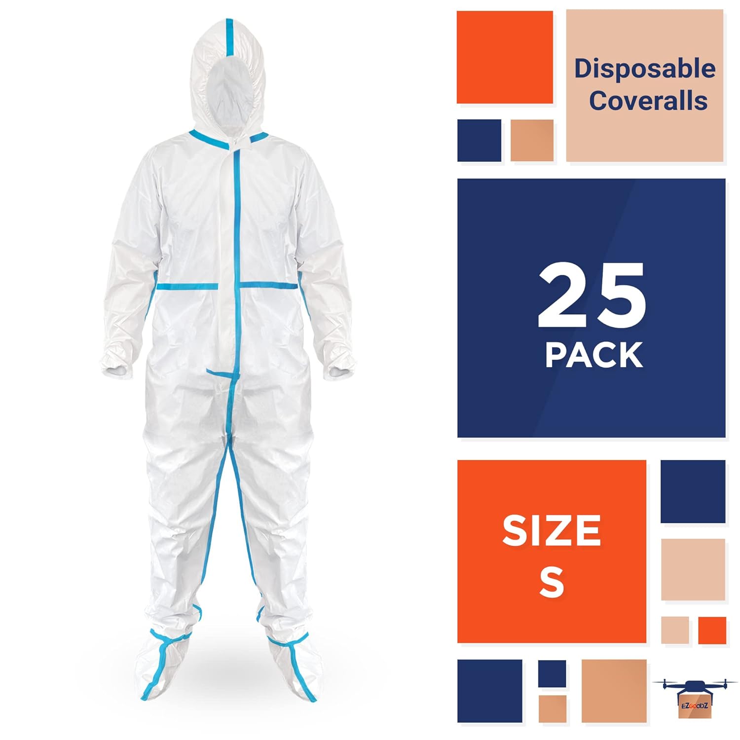 Small White 50 GSM Laminated PP Disposable Coveralls, with Hood and ...