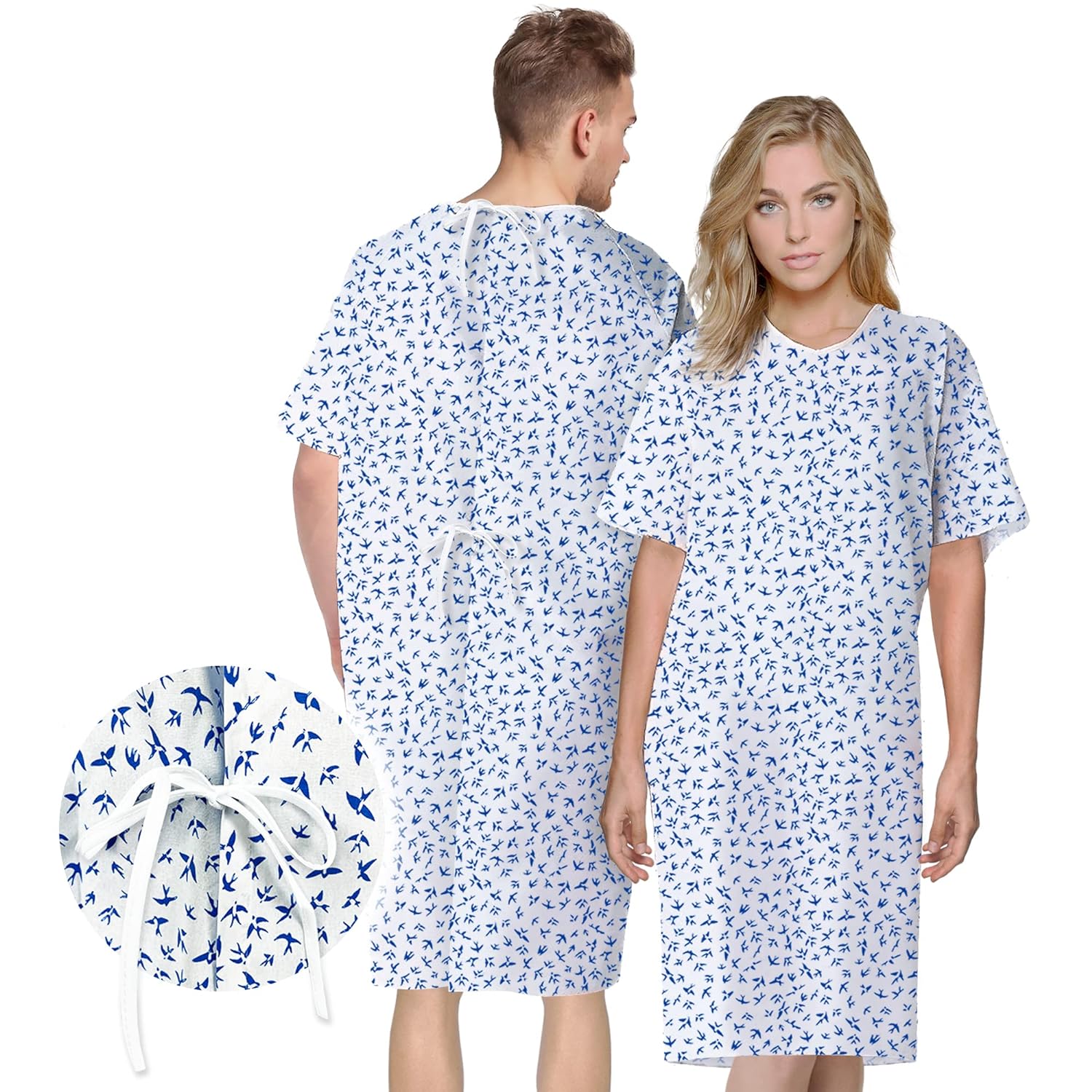 Buy White Unisex Reusable 100% Cotton Patient Gowns X-Small /w Half ...
